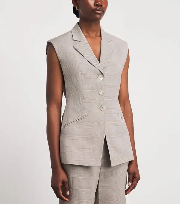 Veronica Beard Plaid Sleeveless Waistcoat