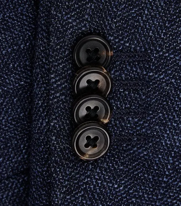 Corneliani Virgin Wool-silk Herringbone Blazer - Navy