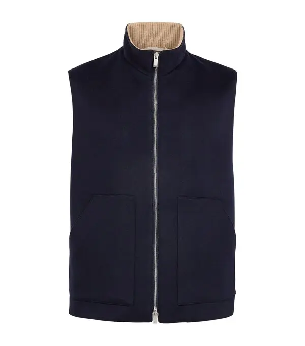 LARDINI Wool-cashmere Zip-up Gilet