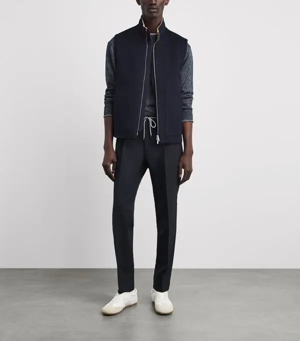 LARDINI Wool-cashmere Zip-up Gilet