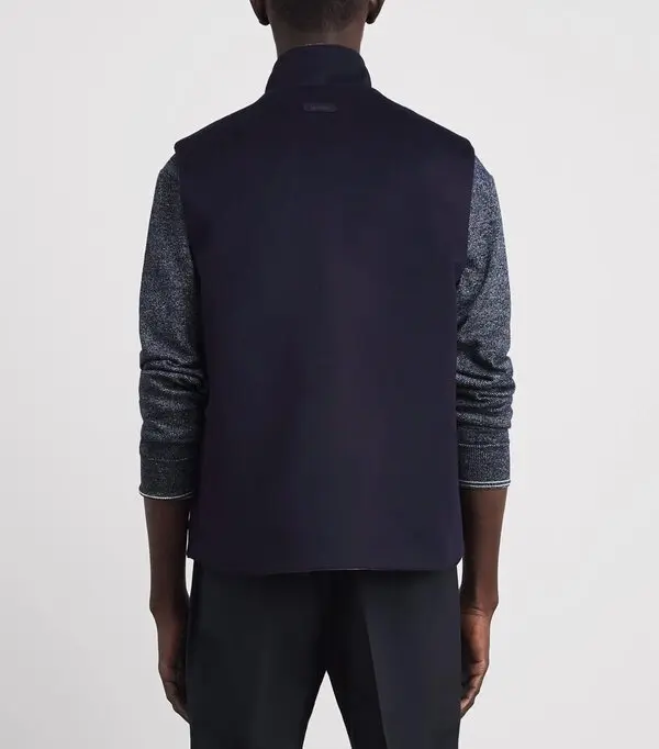 LARDINI Wool-cashmere Zip-up Gilet
