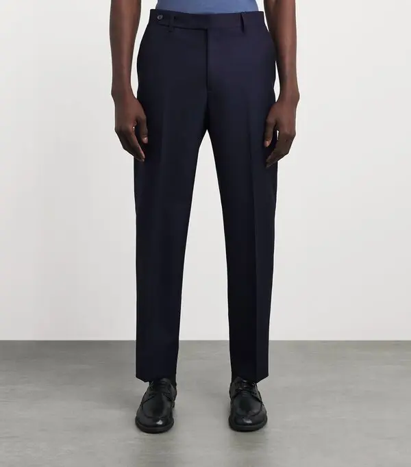 Corneliani Virgin Wool Slim Trousers - Navy