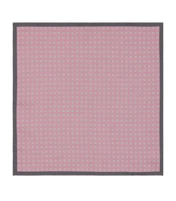Canali Silk Medallion Print Pocket Square - Pink