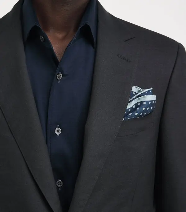Canali Silk Medallion Print Pocket Square
