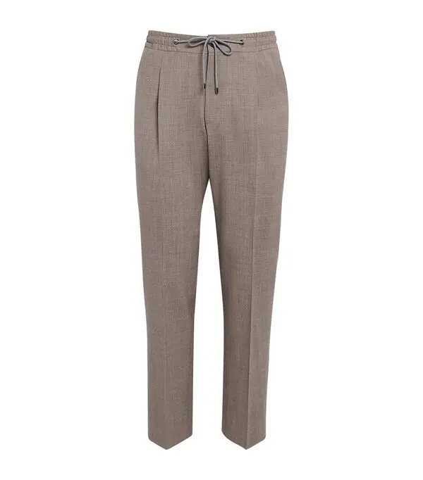 Corneliani Stretch Virgin Wool Drawstring Trousers - Beige