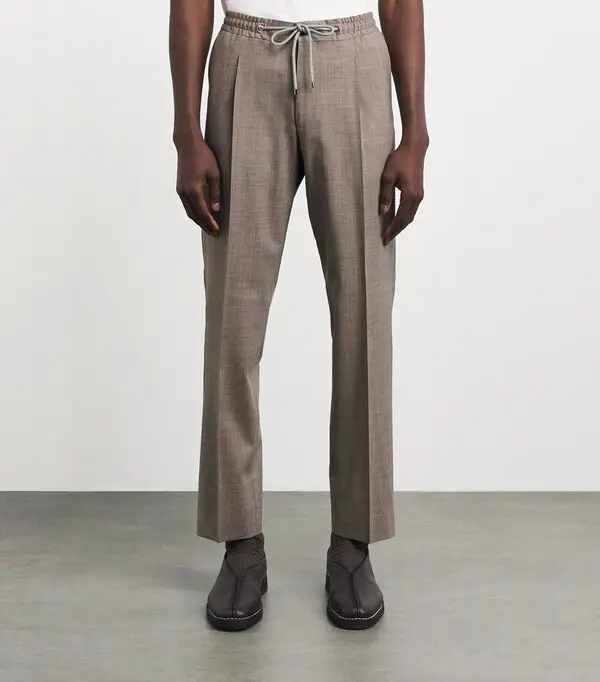 Corneliani Stretch Virgin Wool Drawstring Trousers - Beige