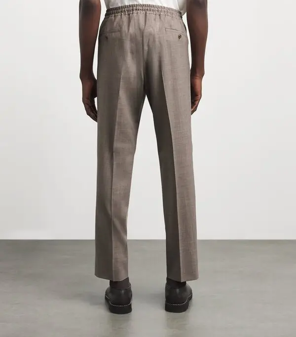 Corneliani Stretch Virgin Wool Drawstring Trousers - Beige
