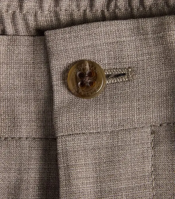 Corneliani Stretch Virgin Wool Drawstring Trousers - Beige