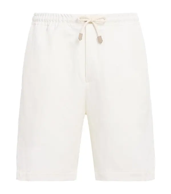Canali Linen-silk Drawstring Shorts - Beige