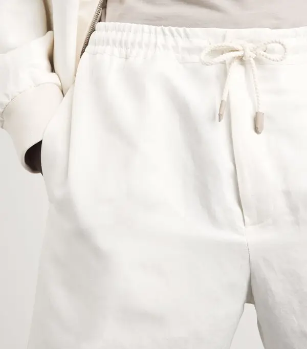 Canali Linen-silk Drawstring Shorts - Beige