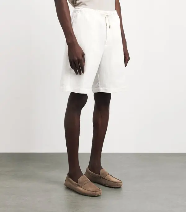 Canali Linen-silk Drawstring Shorts - Beige