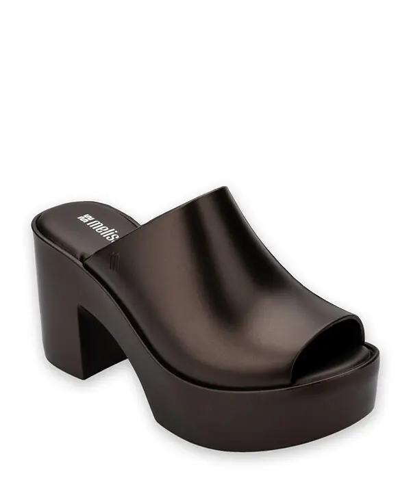 Melissa Metallic Platform Mule Heels - Bronze