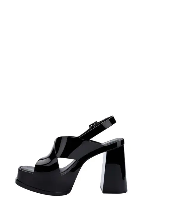 Melissa Platform Cross Strap Heeled Sandals - Black