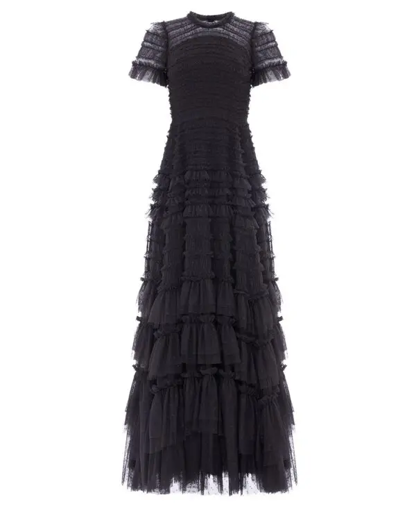 NEEDLE & THREAD Valentine Ruffle Maxi Gown - Graphite