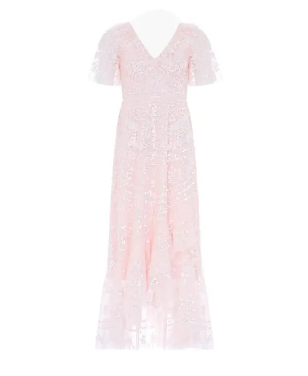 NEEDLE & THREAD Anais Sequin Frill Ankle Gown - Seashell
