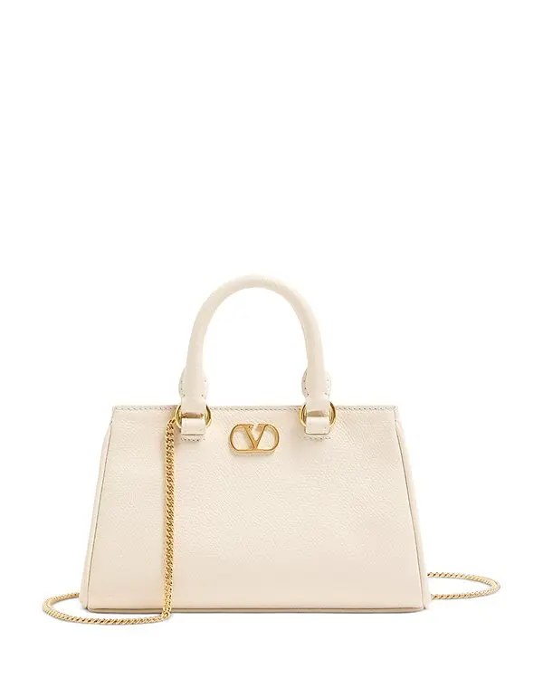 Valentino Garavani Mini Vlogo Leather Handbag - Light Ivory