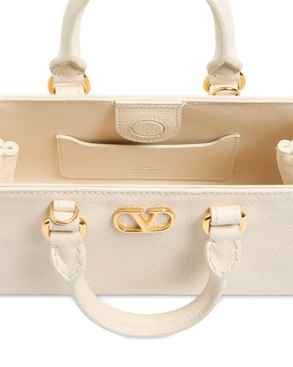 Valentino Garavani Mini Vlogo Leather Handbag - Light Ivory