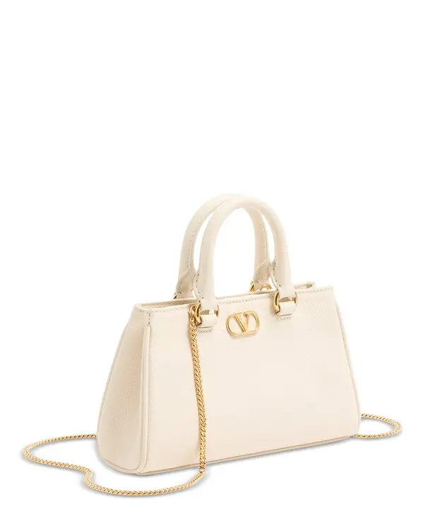 Valentino Garavani Mini Vlogo Leather Handbag - Light Ivory