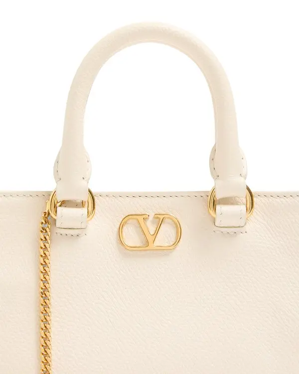 Valentino Garavani Mini Vlogo Leather Handbag - Light Ivory