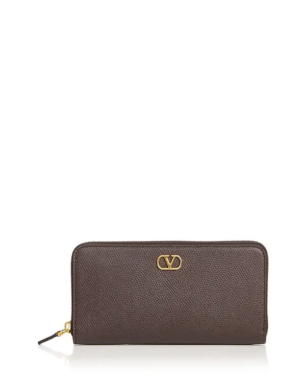 Valentino Garavani Zip Around Leather Wallet - Brown