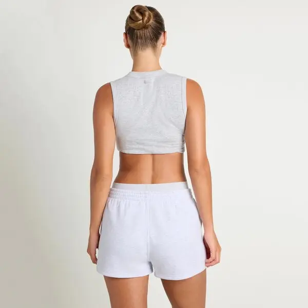 SKIMS Cotton Fleece Double Waistband Short - Light Heather Grey
