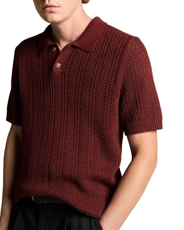 Vince Seed Stitch Rib Short Sleeve Polo - Deep Satin