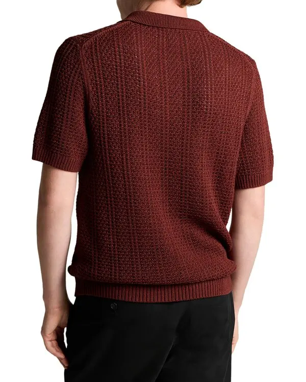 Vince Seed Stitch Rib Short Sleeve Polo - Deep Satin