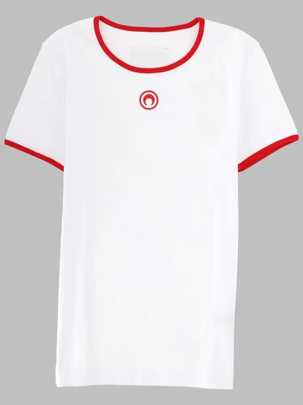 MARINE SERRE T-shirt With Red Trim And Logo