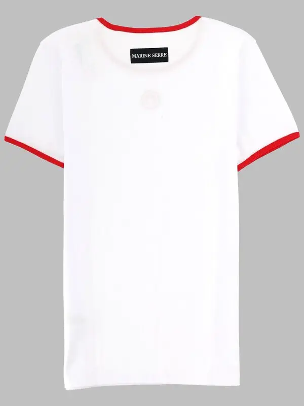 MARINE SERRE T-shirt With Red Trim And Logo