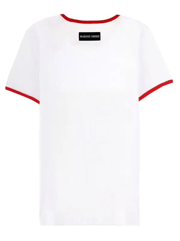 MARINE SERRE T-shirt With Red Trim And Logo
