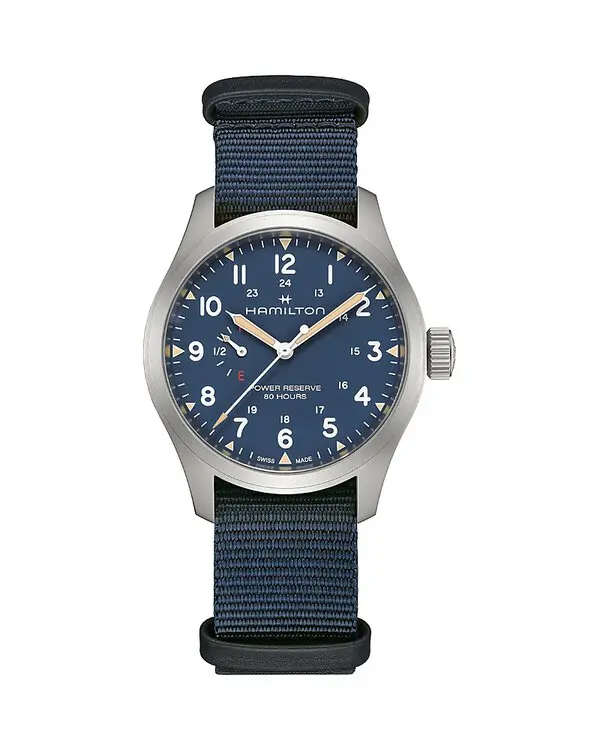 Hamilton Khaki Field Power Reserve Mechanical Watch - Blue