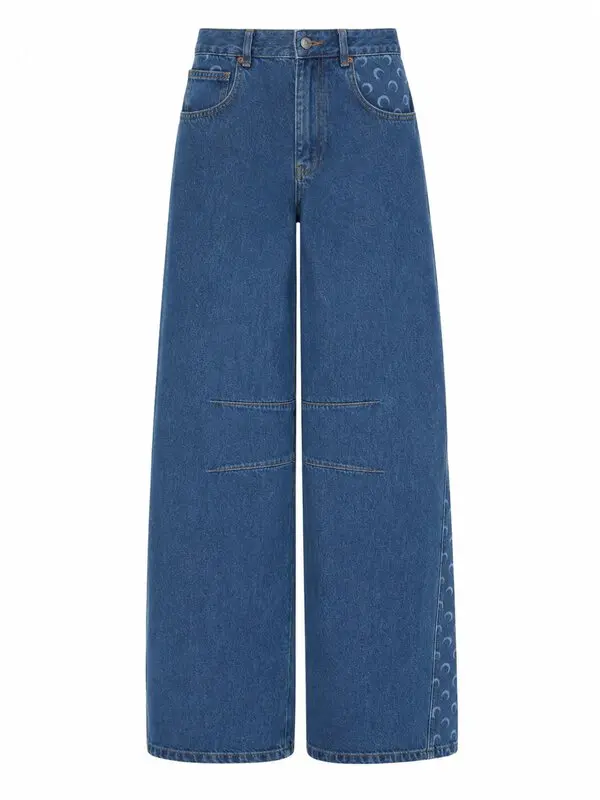 MARINE SERRE Wide Leg Organic Cotton Jeans - Denim