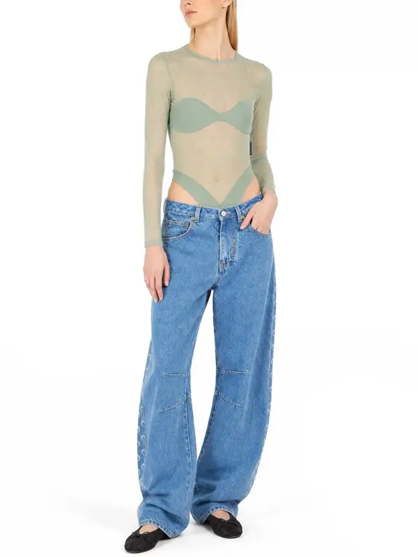 MARINE SERRE Wide Leg Organic Cotton Jeans