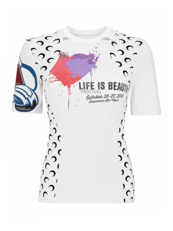 MARINE SERRE Upcycled Printed T-shirt - White