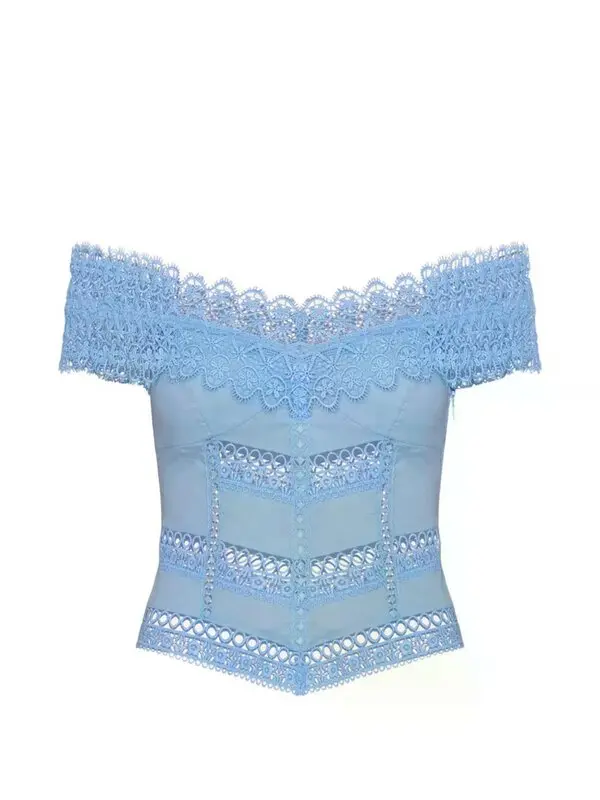 Charo Ruiz Ibiza Lace Trim Off-the-shoulder Top - Blue