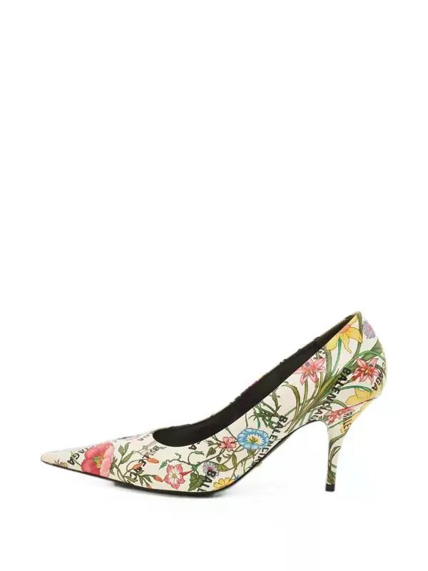 Gucci Balenciaga X Floral Print Pointed-toe Pumps - Neutrals
