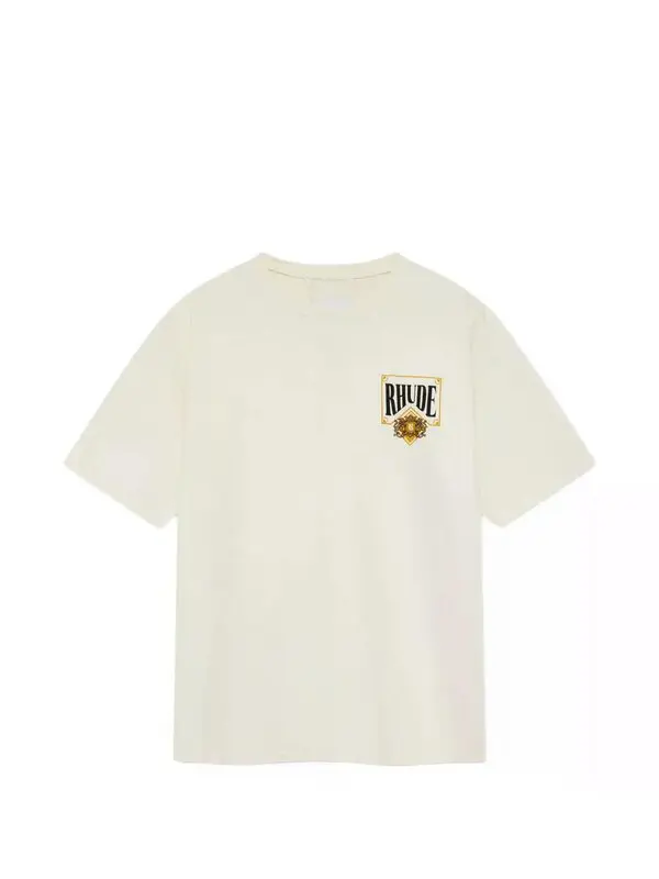 Rhude Logo-print Cotton T-shirt - Neutrals