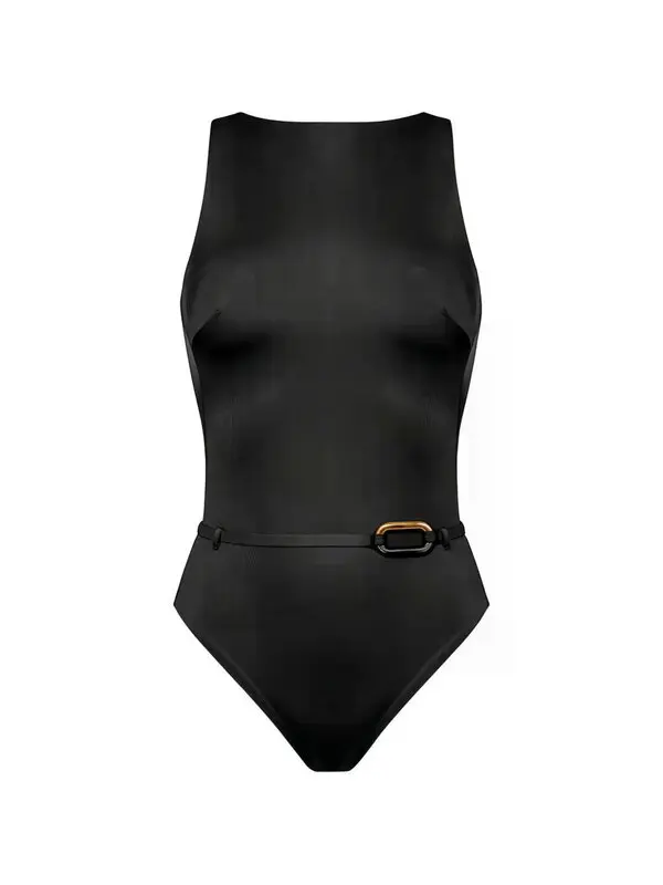 MARYAN MEHLHORN Sleeveless Belted Swimsuit