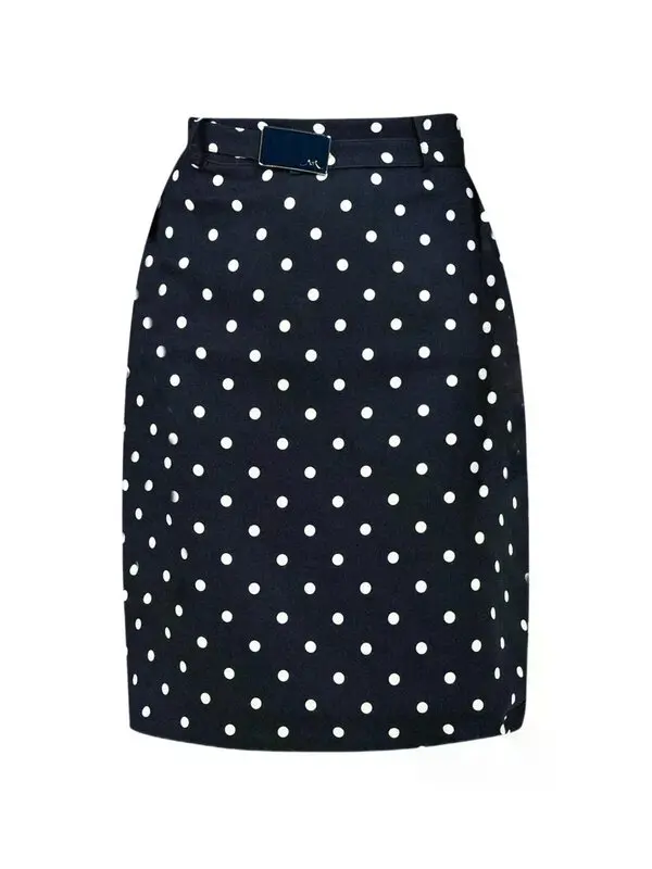 ROWEN ROSE Polka Dot Belted Skirt - Blue