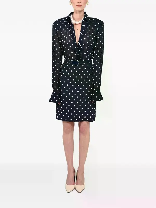 ROWEN ROSE Polka Dot Belted Skirt
