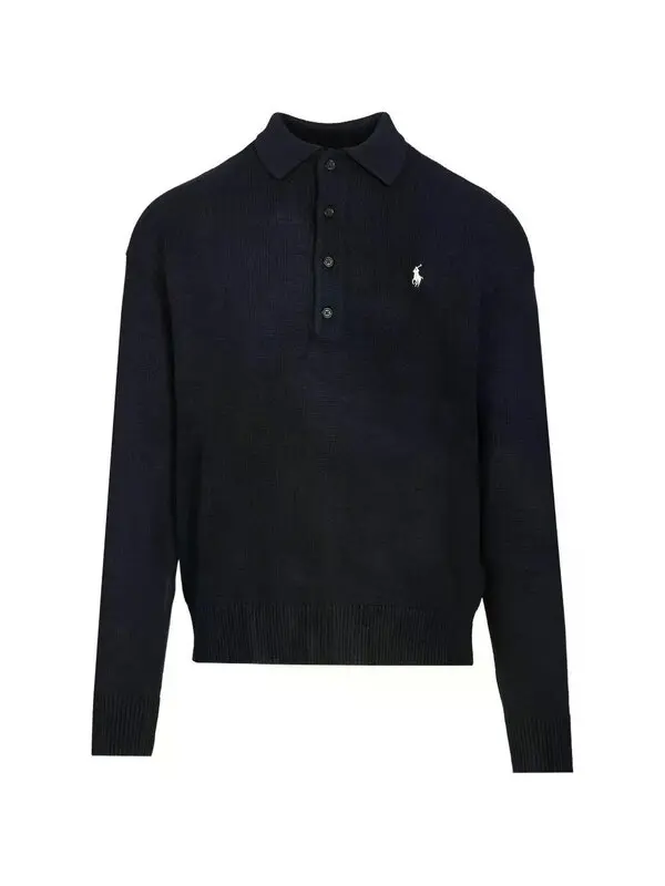 Polo Ralph Lauren Embroidered Polo Collar Sweater - Blue