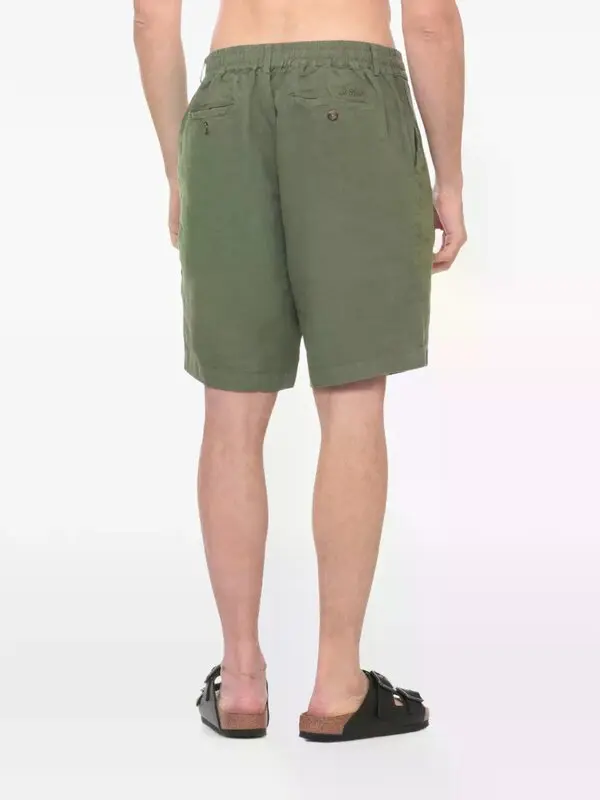 MC2 SAINT BARTH Embroidered Logo Linen Shorts