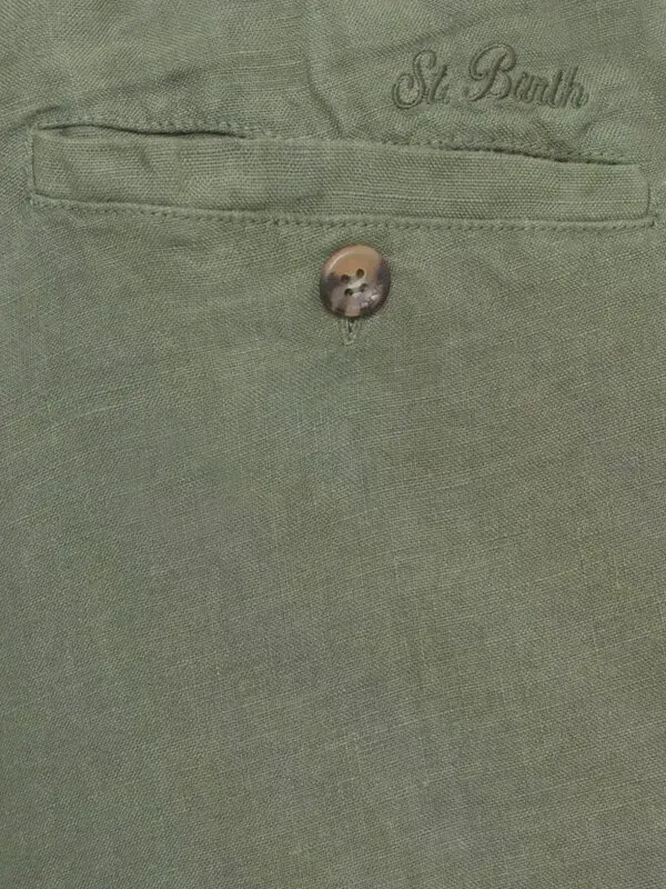 MC2 SAINT BARTH Embroidered Logo Linen Shorts