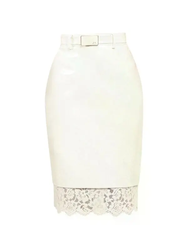 ROWEN ROSE Lace-trim Vinyl Skirt