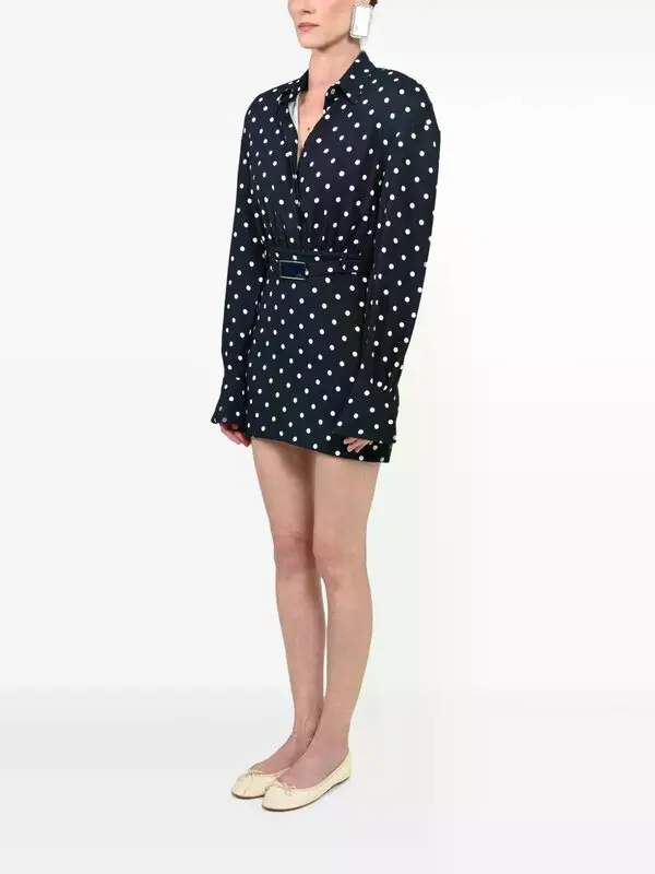 ROWEN ROSE Polka Dot Belted Dress