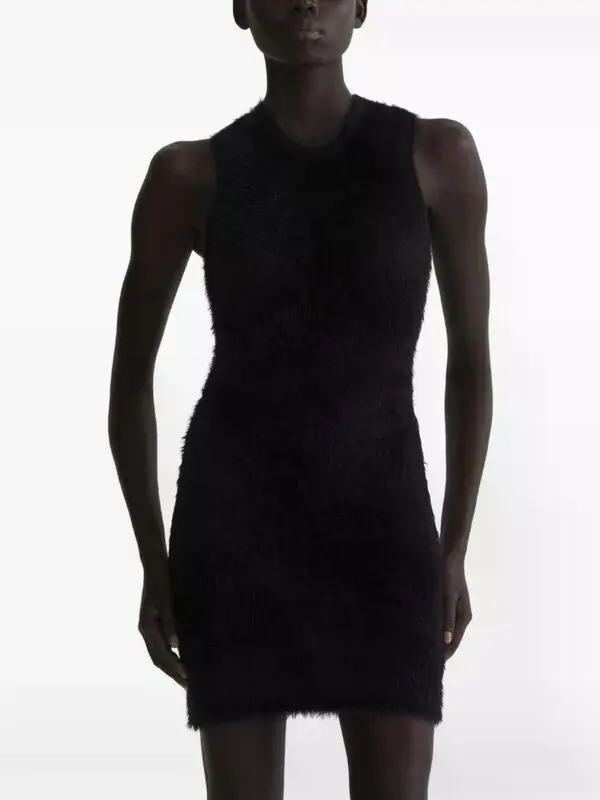 MUGLER Brushed Knit Sleeveless Mini Dress - Black