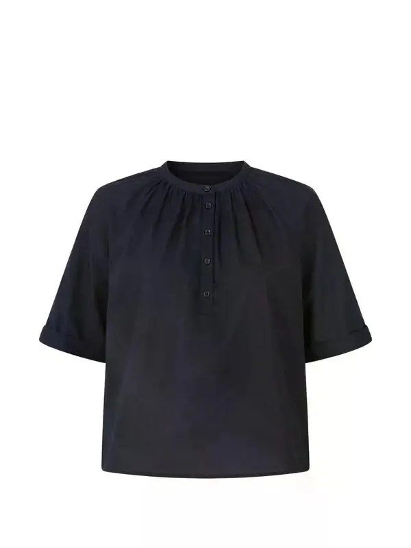 Officine Générale Gathered Detail Short Sleeve Blouse - Blue