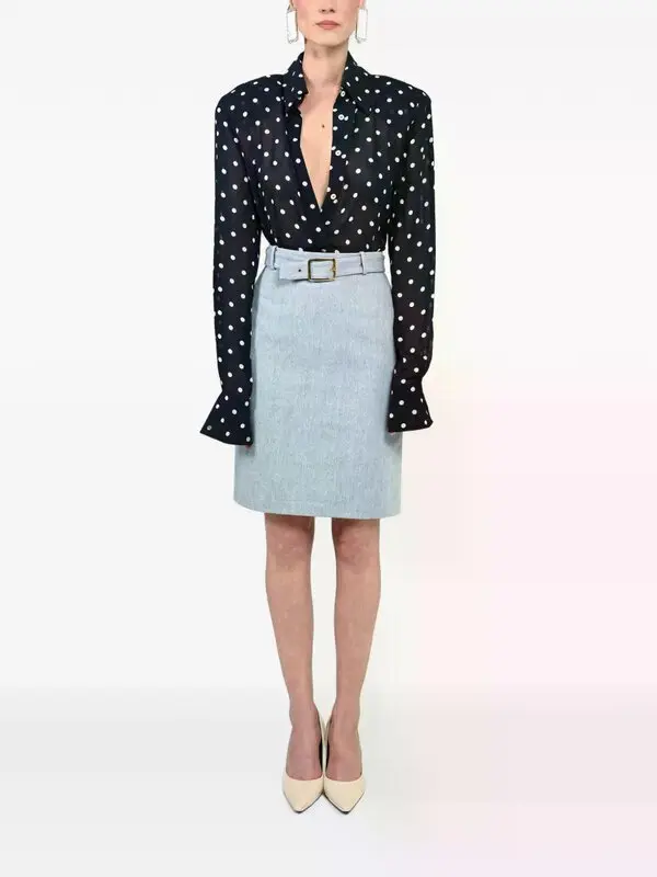 ROWEN ROSE Belted Denim Skirt