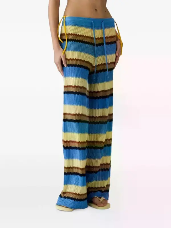 Guest In Residence Striped Ribbed-knit Palazzo Pants