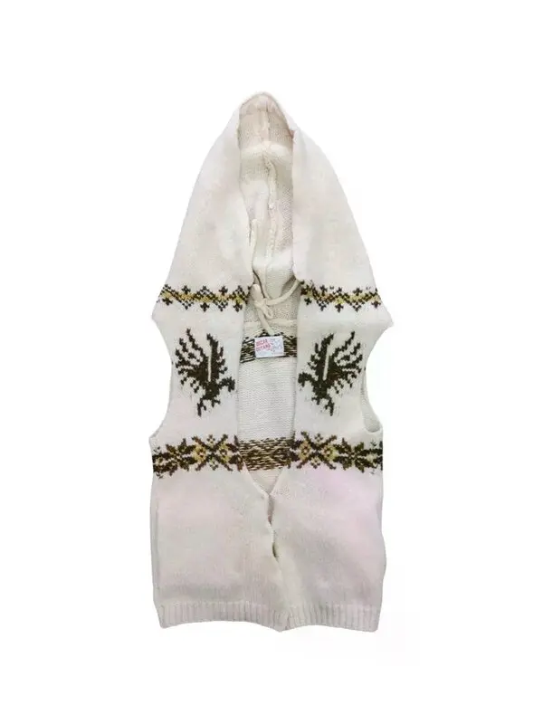 OSCAR OUYANG Eagle Fair Isle Hooded Gilet - Neutrals